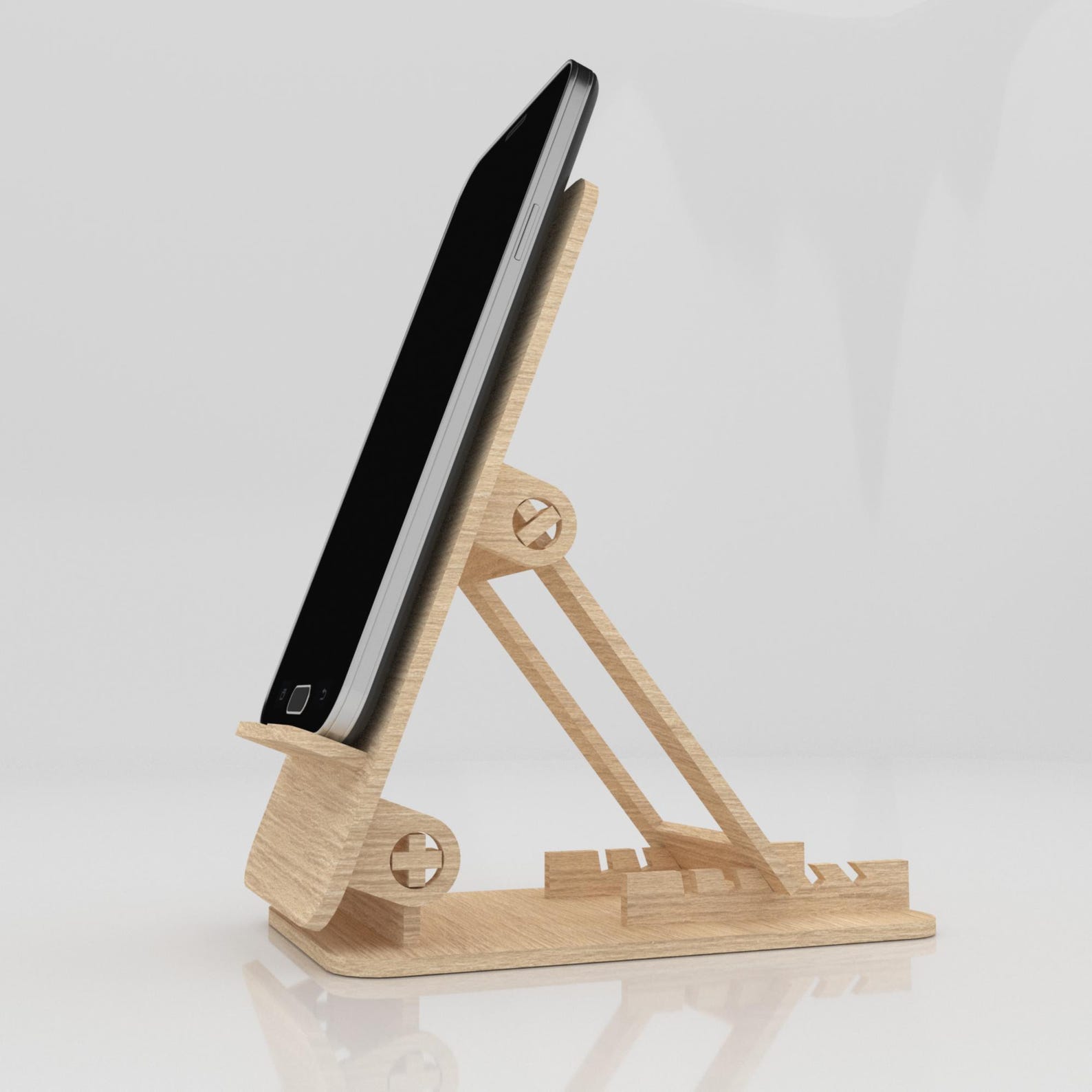 Adjustable Phone Stand SVG Laser Cut File | Wooden Mobile Holder ...