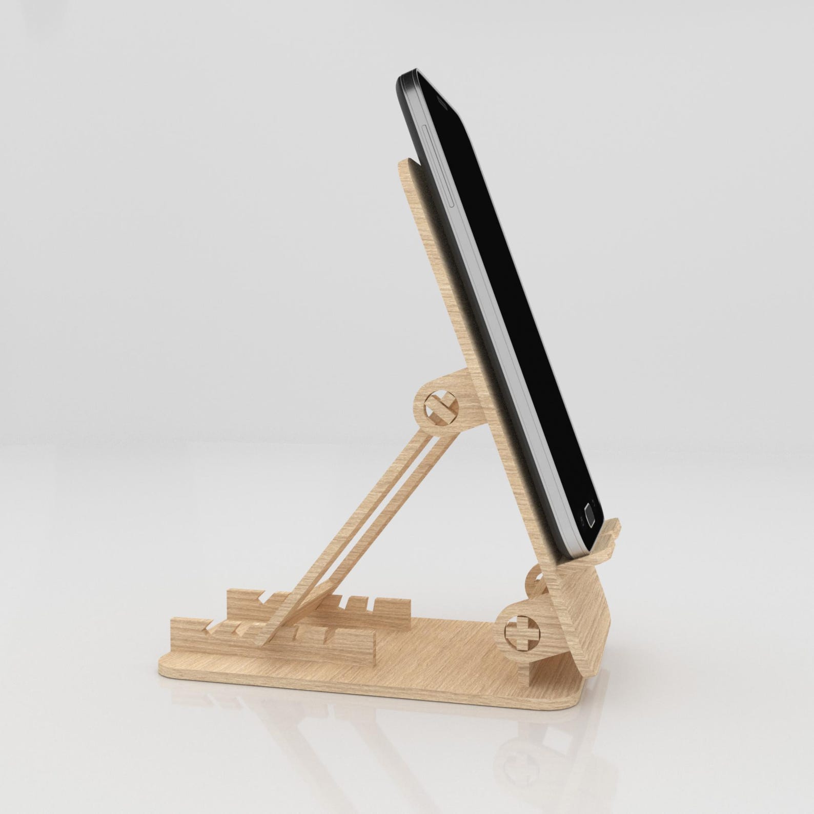 Adjustable Phone Stand SVG Laser Cut File | Wooden Mobile Holder ...