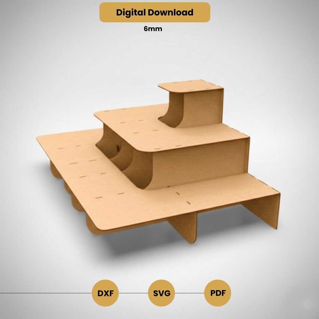 Tiered Display Stand Laser Cut SVG File 6mm | Modern Counter Display ...