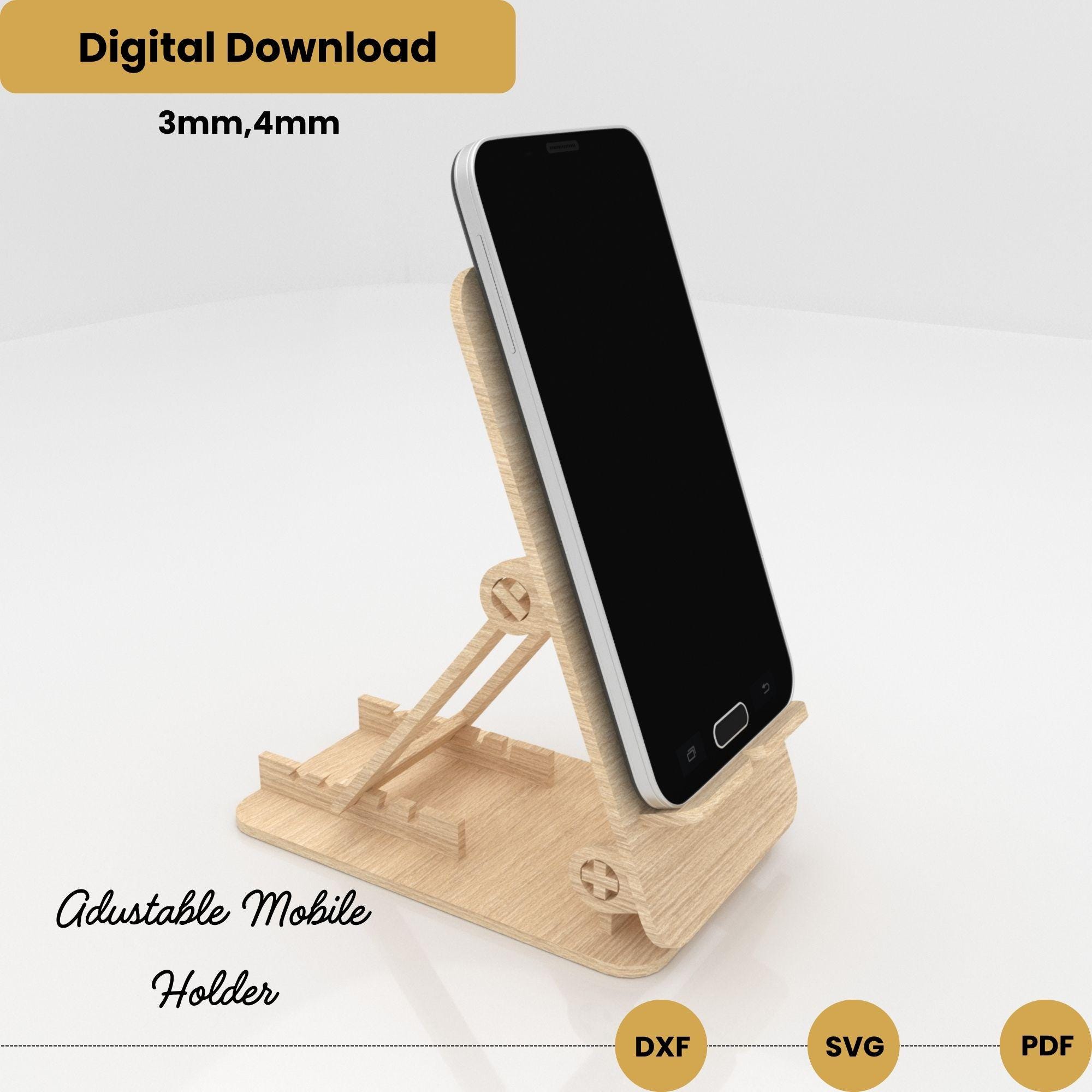 Adjustable Phone Stand SVG Laser Cut File | Wooden Mobile Holder ...