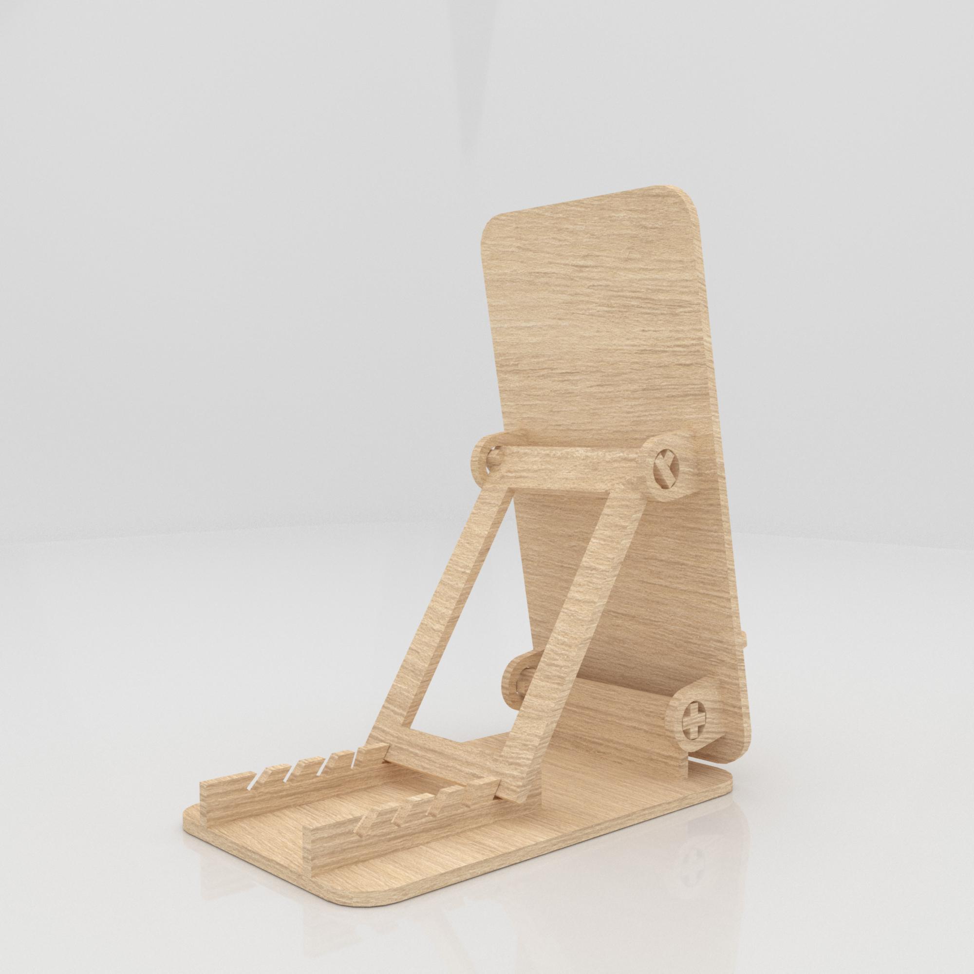 Adjustable Phone Stand SVG Laser Cut File | Wooden Mobile Holder ...