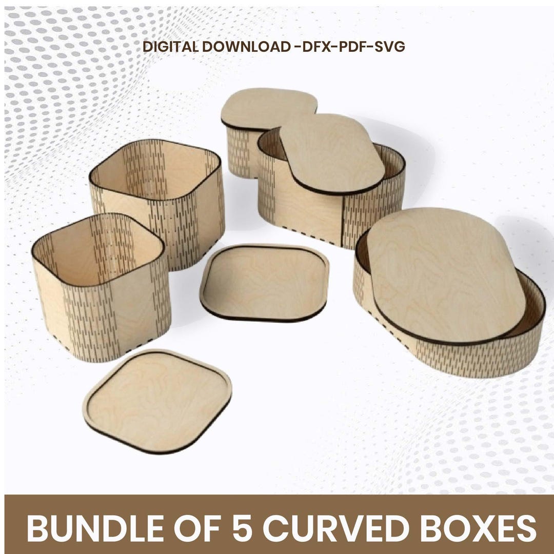 Wooden Curved Gift Box Bundle SVG | Laser Cut Jewelry & Wedding Box ...