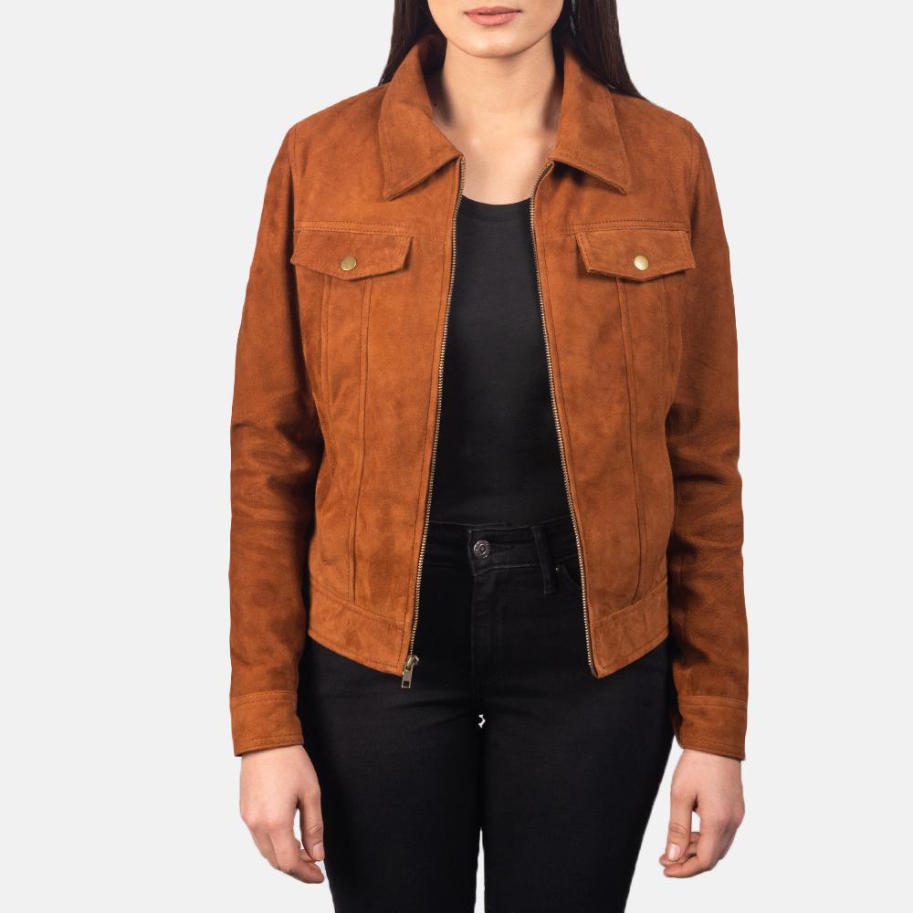 Women Suzy Brown Suede Leather Jacket - Etsy