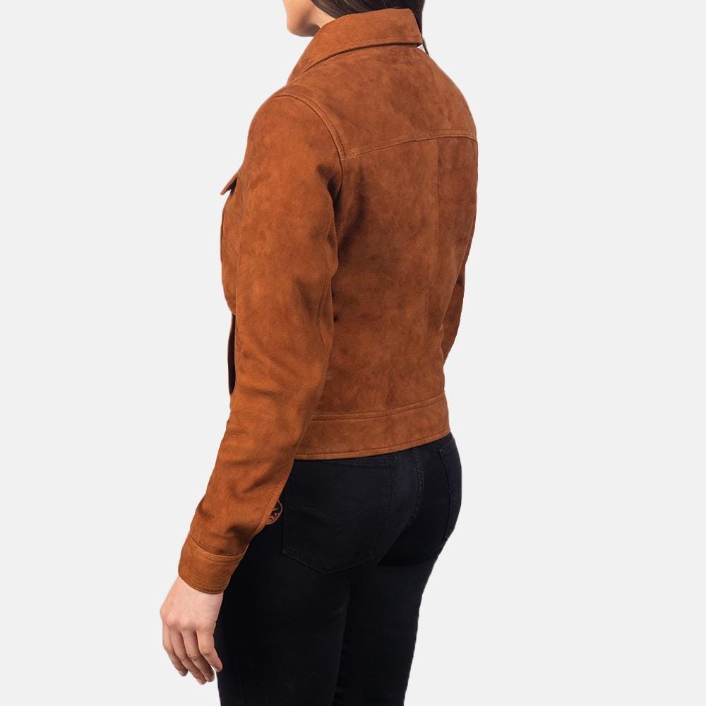 Women Suzy Brown Suede Leather Jacket - Etsy