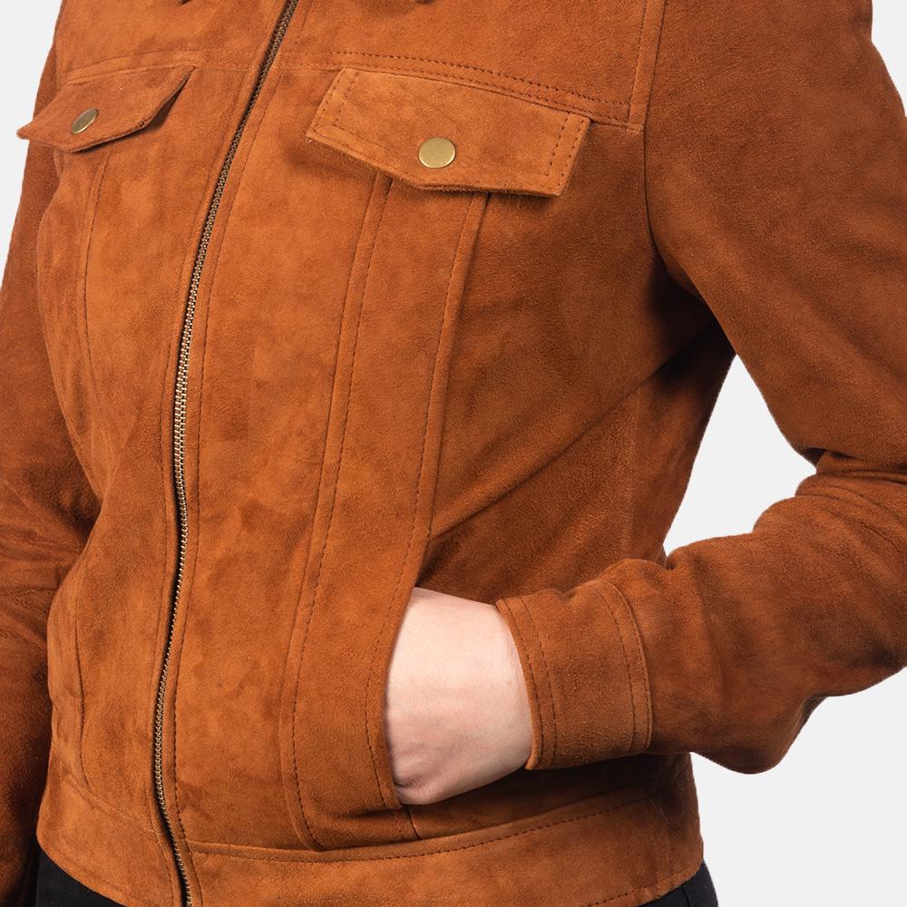 Women Suzy Brown Suede Leather Jacket - Etsy