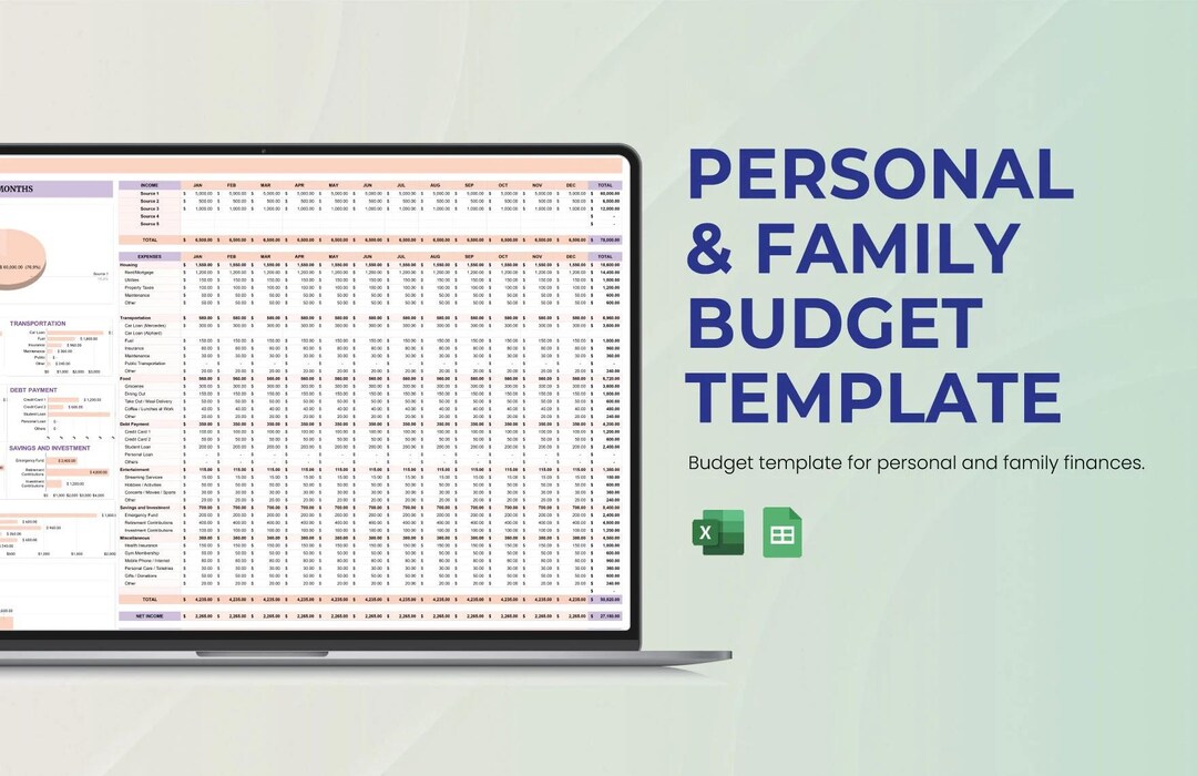 Personal,family Budget Template |monthly Biweekly Budget Spreadsheet ...