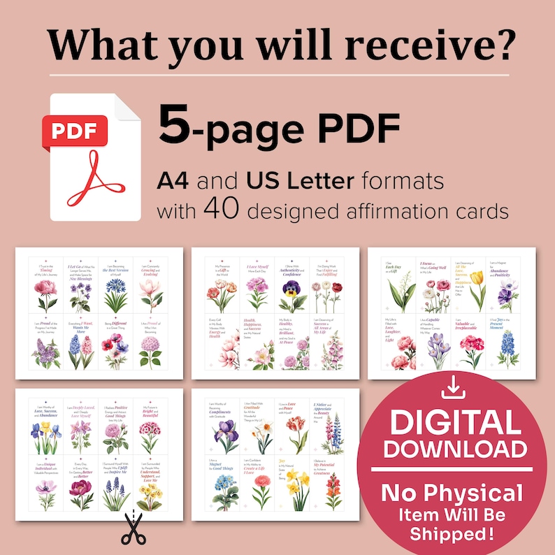 Printable Flower Affirmation Cards, Self Care, Self Love, Encouragement ...