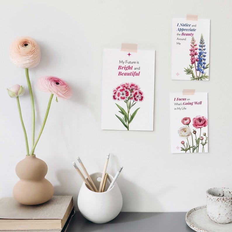 Printable Flower Affirmation Cards, Self Care, Self Love, Encouragement ...