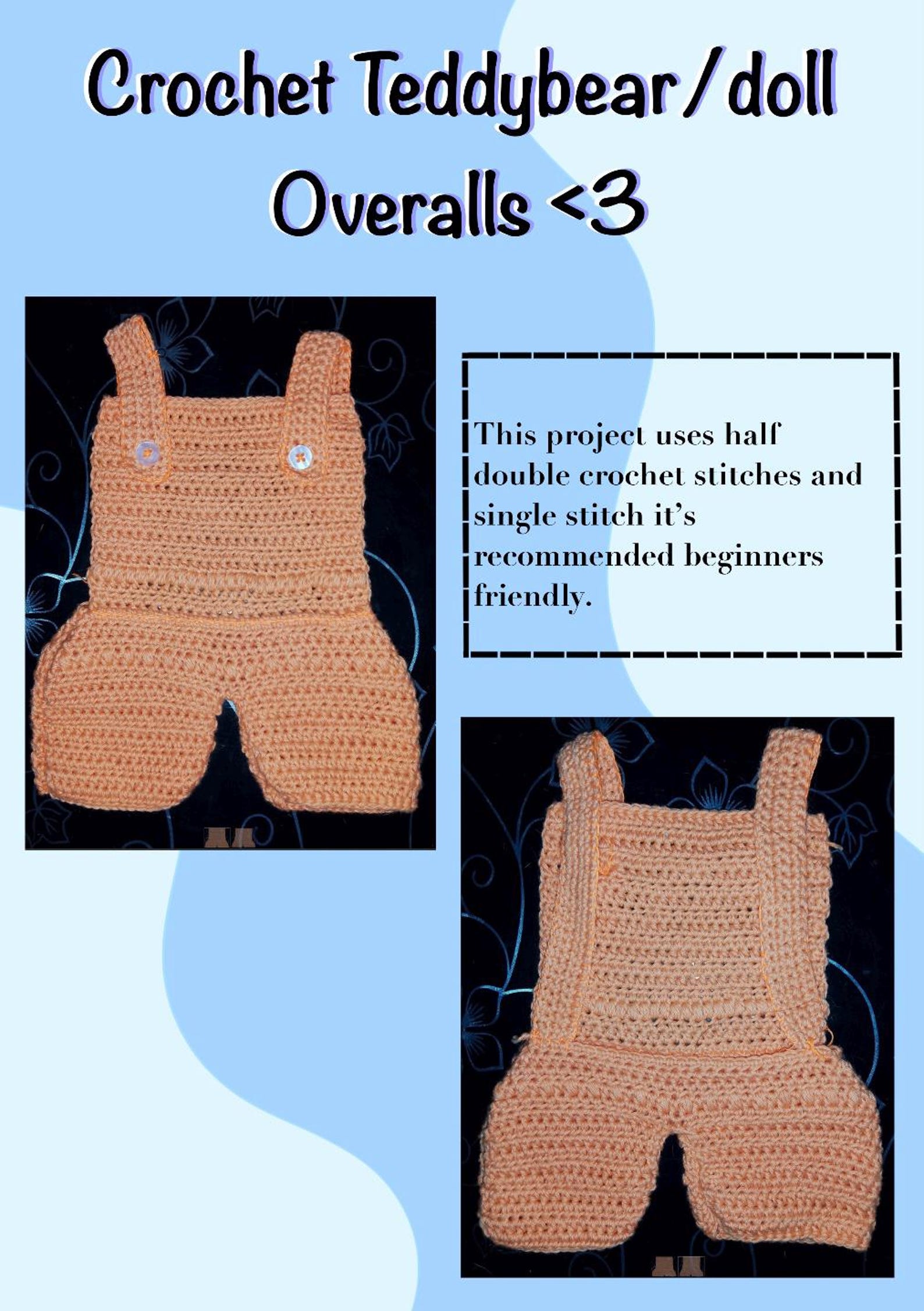 Crochet Teddy Bear/doll Overalls Pattern - Etsy