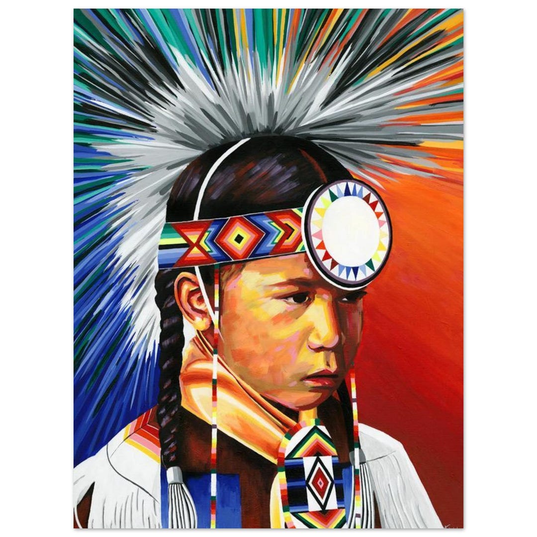 Little Indigenous Boy Poster - Handmade Art Print on Sustainable Matte ...