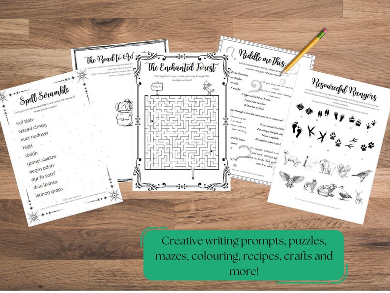 Dungeon and Dragons Printable Activity Book, Fantasy Worksheets, School ...