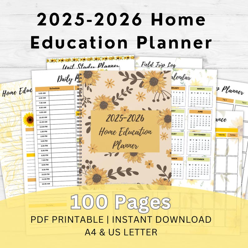 Homeschool Planner Printable 2025 2026 | Home Education Organiser ...
