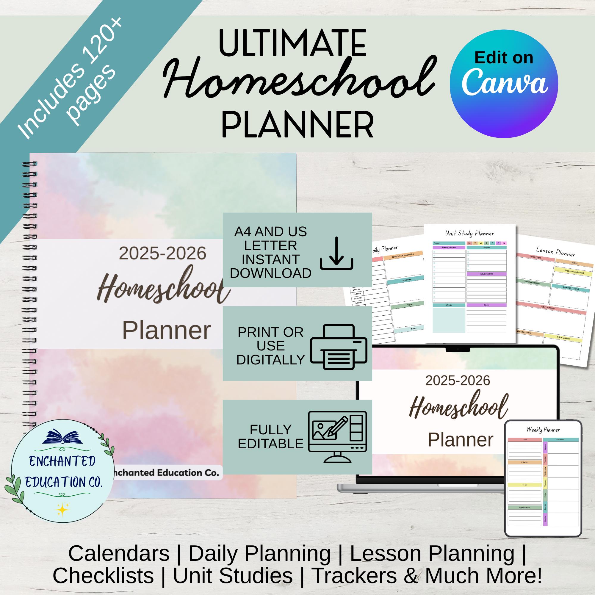 Editable Homeschool Planner 2025-2026 | Home Education Organiser ...