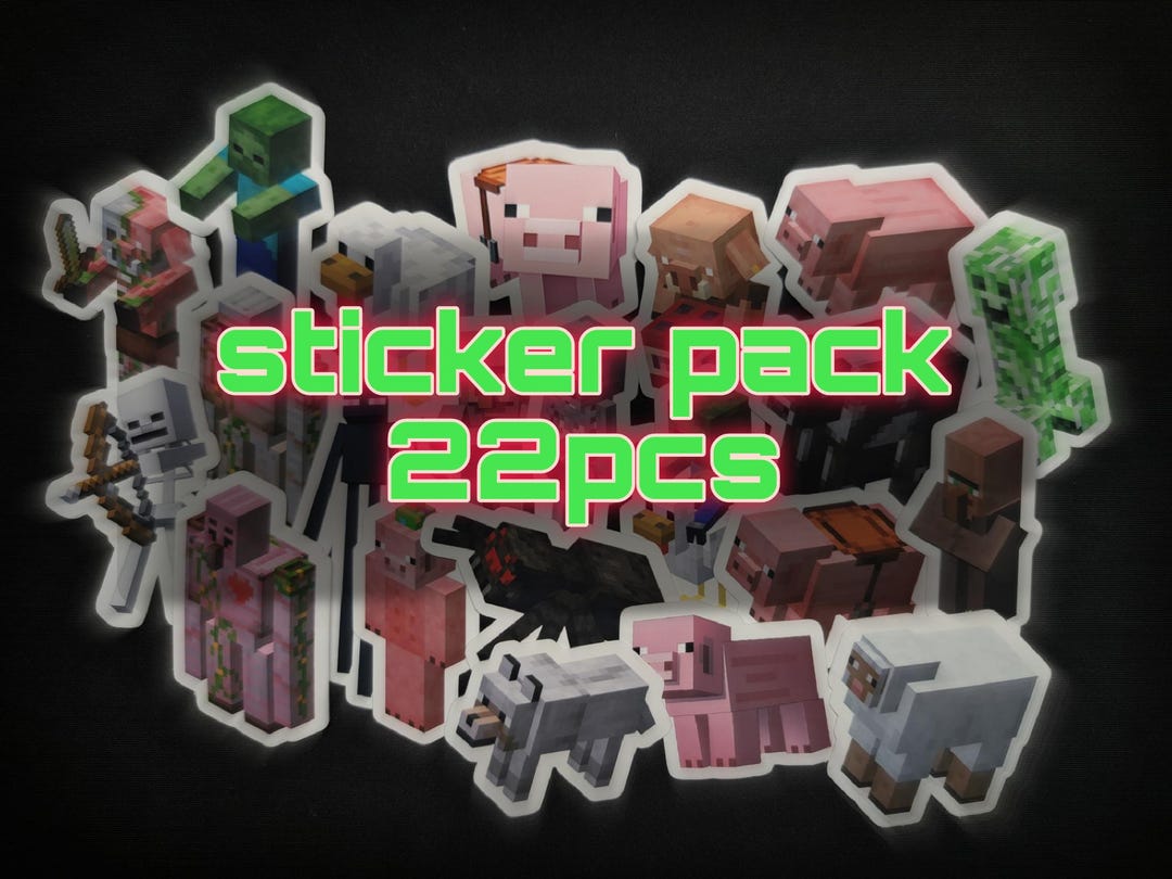 Sticker Pack of Blocky Mobs 22pcs, Creepers, Pixel Mobs, Game-inspired ...