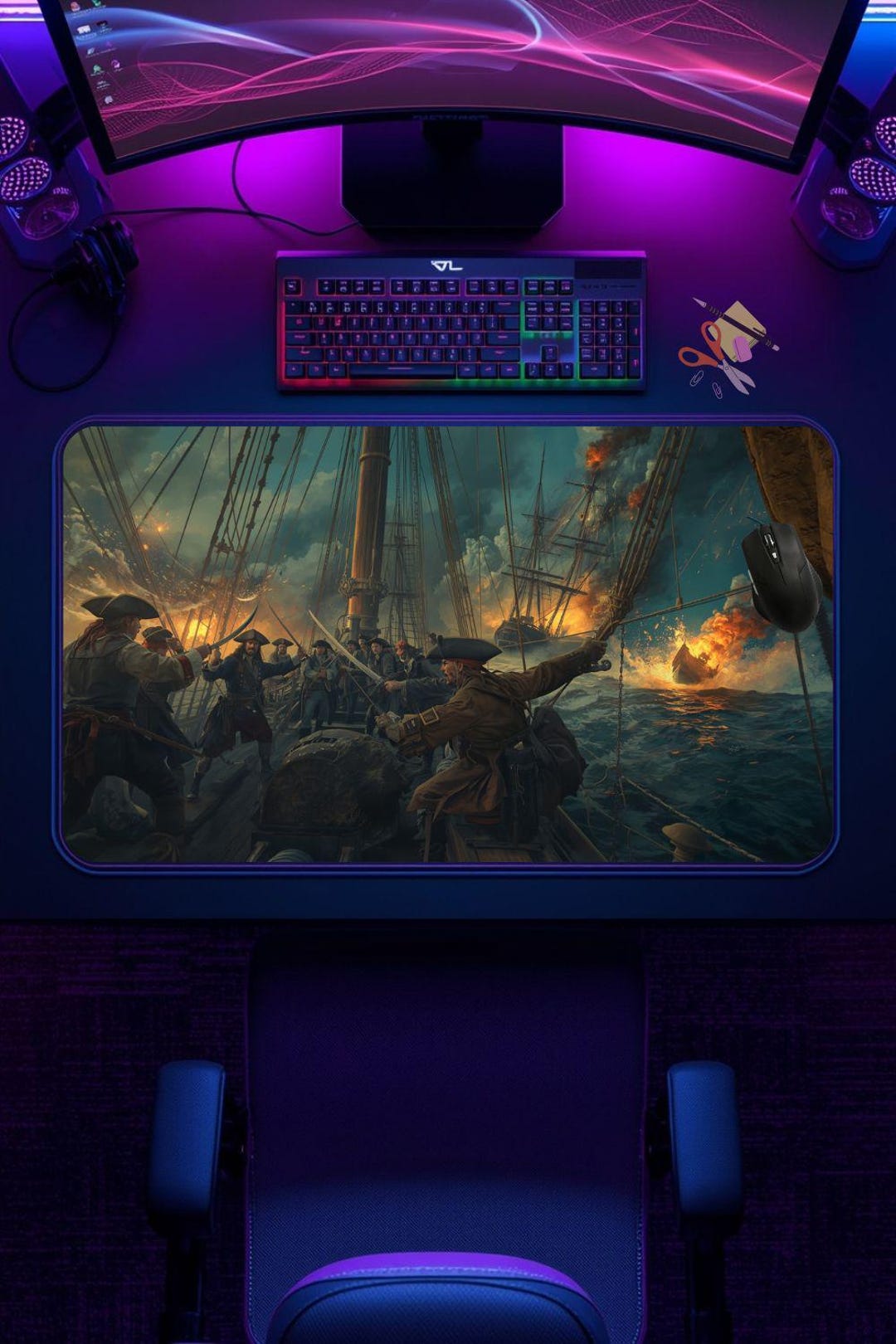 Pirates of the Caribbean LED Mouse Pad, Illuminated Gaming Mouse Pad ...