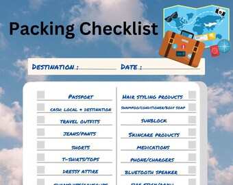 Checklist for Packing - Travel - Digital Download - Etsy
