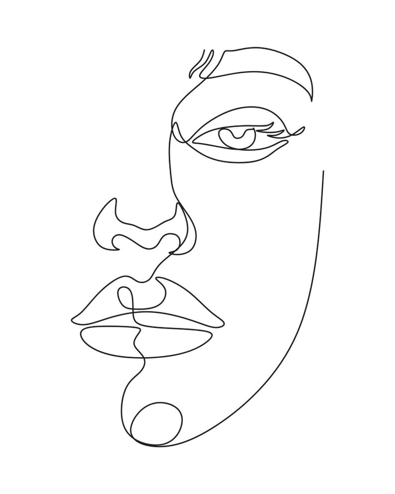 Line Drawing - Lady's Half Face - Etsy