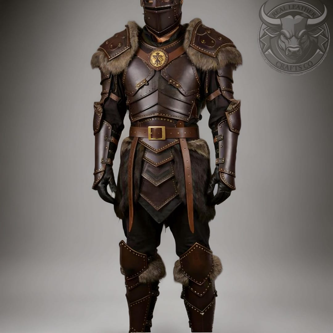 Viking Leather Armor Fur Trim Medieval Warrior Costume LARP Cosplay ...