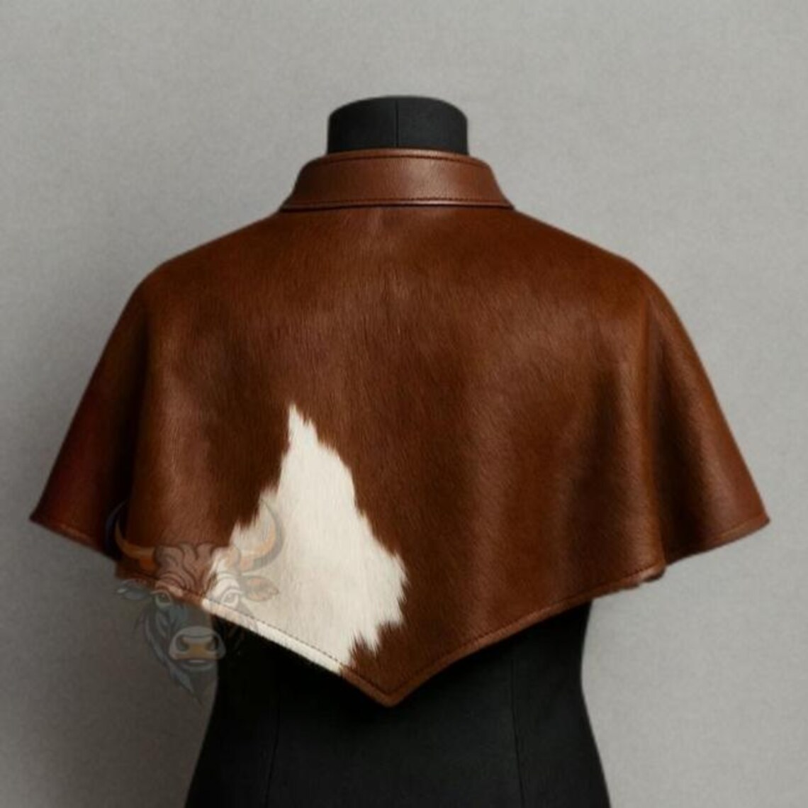 Handmade Cowhide Leather Cape Cloak for Women | Western Brown White ...