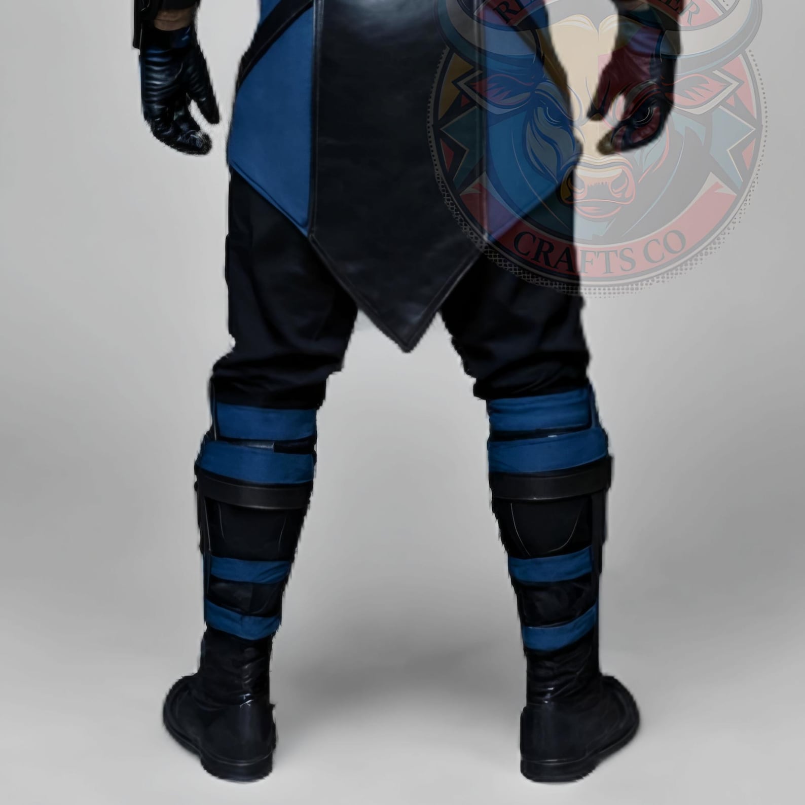 Men Blue Ninja Warrior Costume Leather Armor Cosplay Outfit Hooded ...