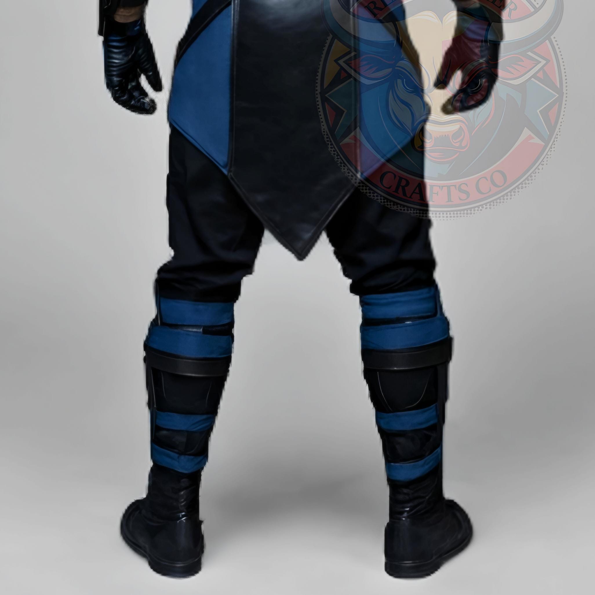 Men Blue Ninja Warrior Costume Leather Armor Cosplay Outfit Hooded ...
