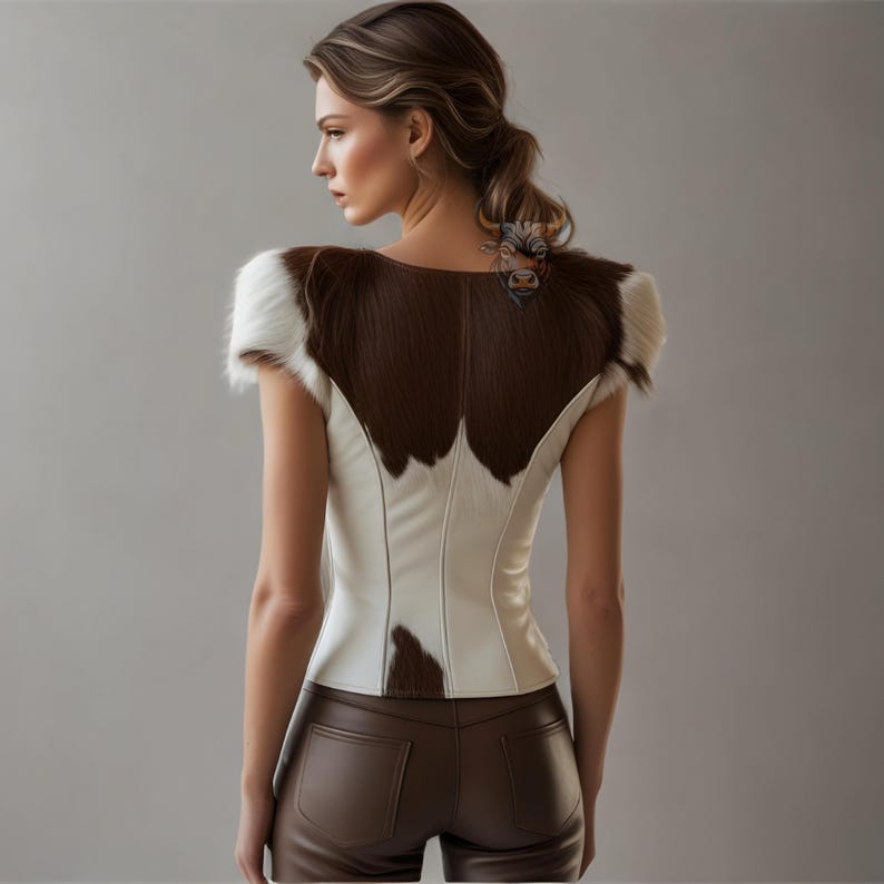 Cowhide Leather Corset Top for Women | Genuine Hair-on Hide Western ...