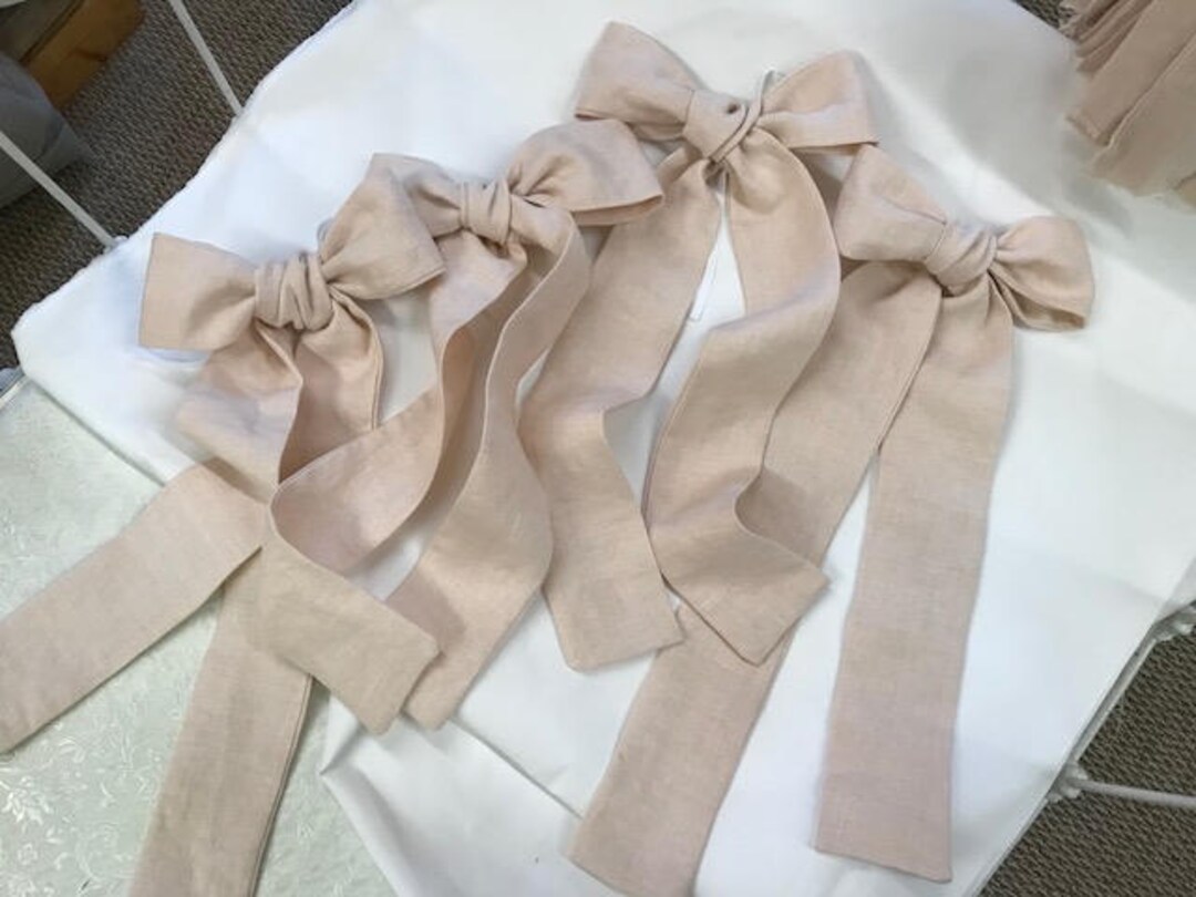 Heirloom Pink Washed Linen Curtain Bows and Gathered Crib Skirt-nursery ...