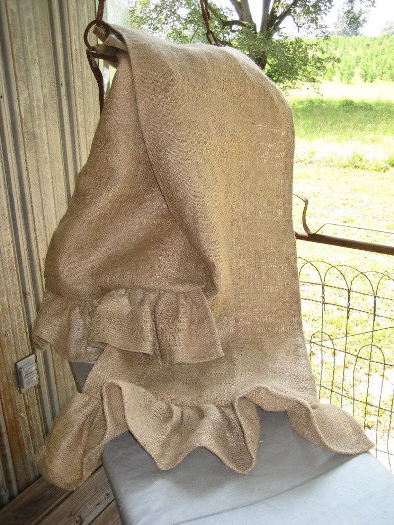 Ruffled Natural Burlap Table Runner---natural Burlap Self-lined Table ...