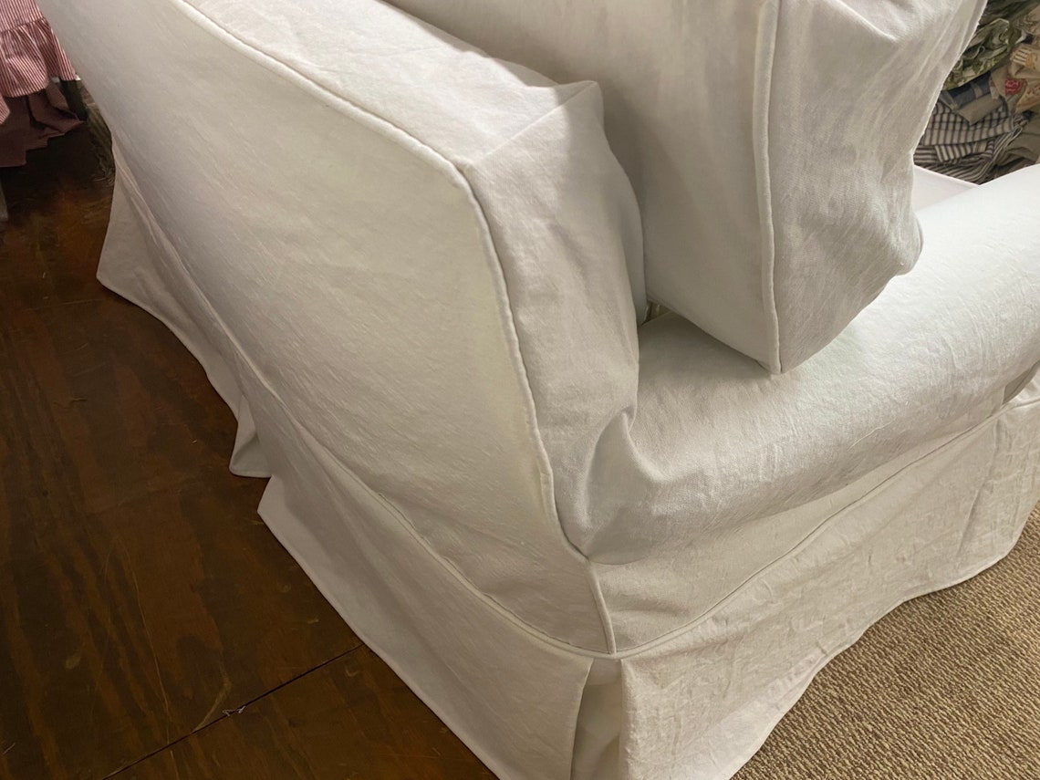Sofa Slipcovers-white Washed Cotton Canvas Fitted Slipcovers-local ONLY ...