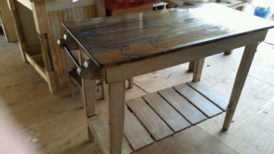 Farm Table Style Kitchen Island-distressed Pine Kitchen Work - Etsy