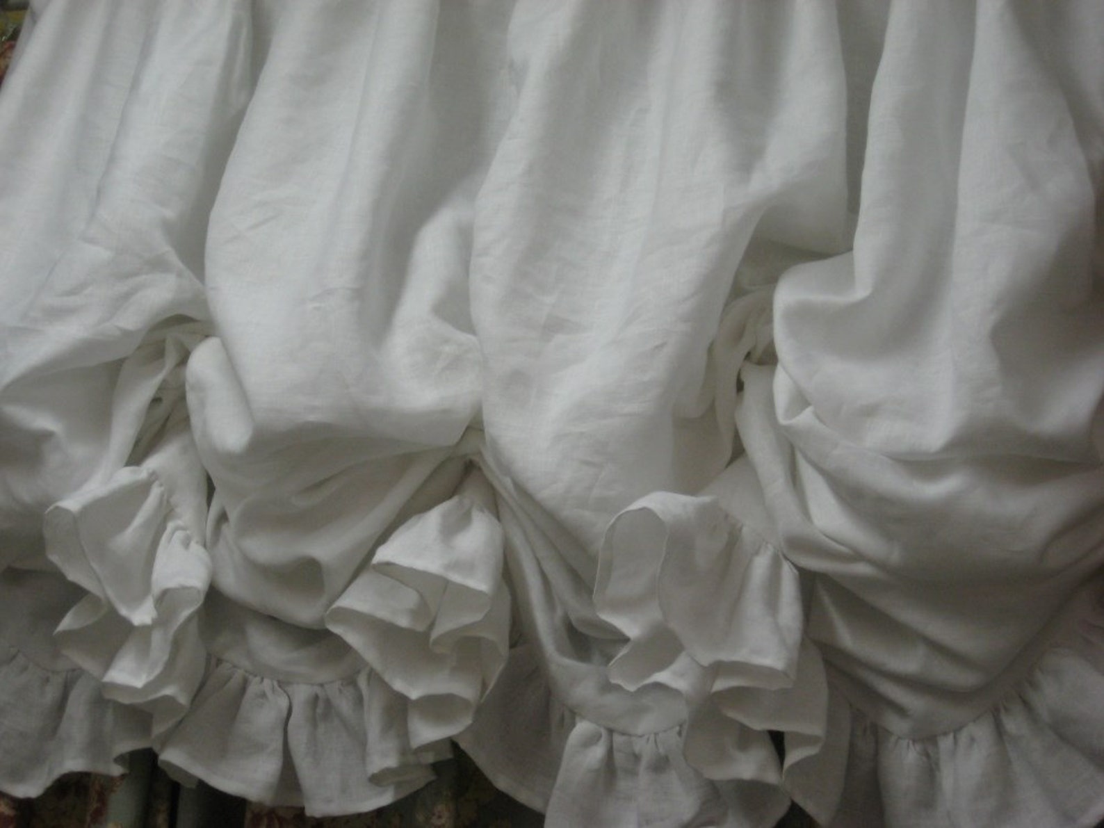 White Linen Ruffled Balloon Shade Window Treatment-ruffled - Etsy