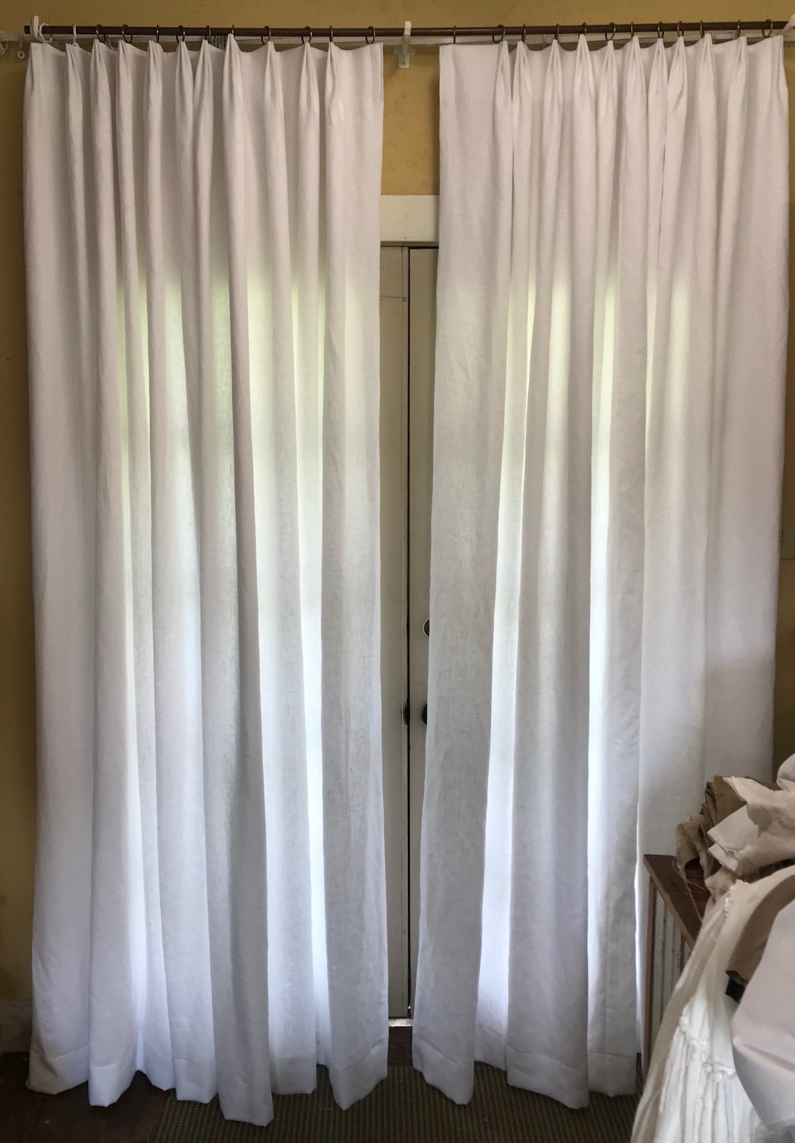Bright White Heavy Linen Drapery Panels-double Width Lined - Etsy