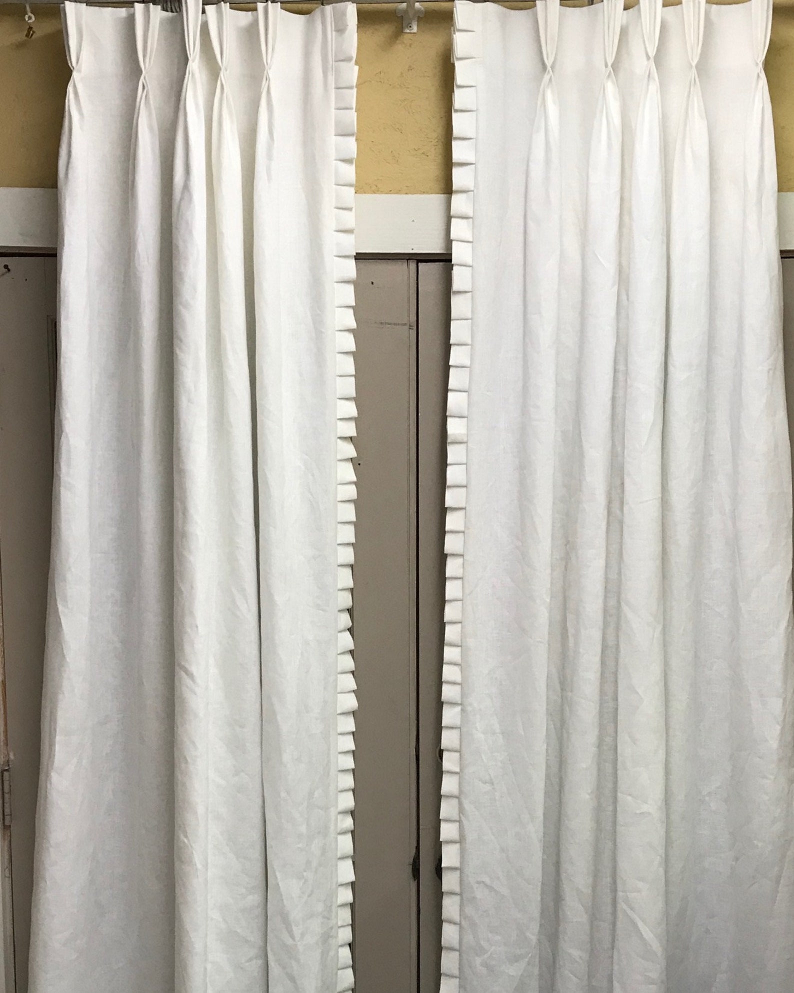Handmade White Linen Drapes-one Pair-single Width Linen - Etsy