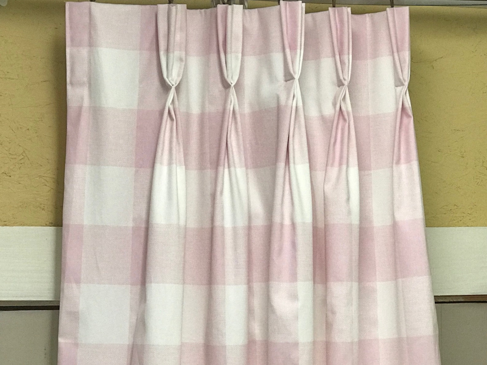 Handmade Pink Buffalo Check Curtains-standard Pinch Pleat Detail-lined ...
