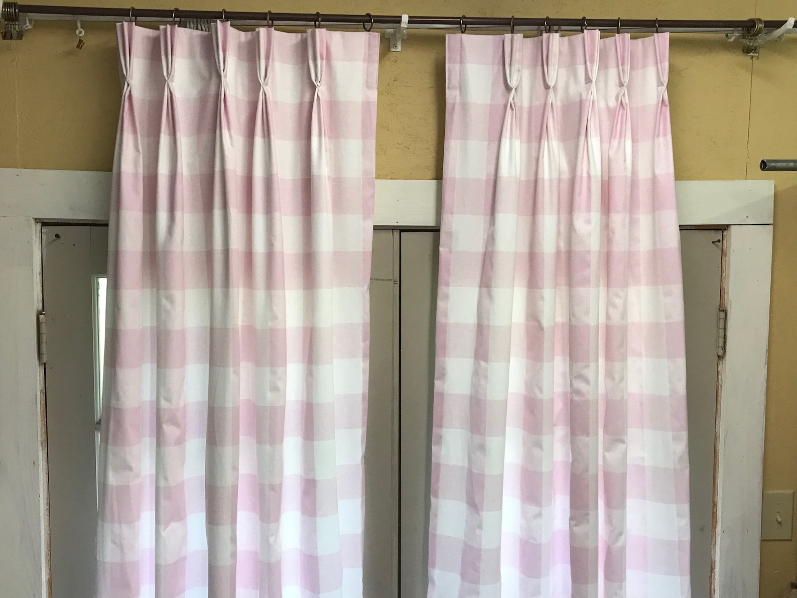 Handmade Pink Buffalo Check Curtains-standard Pinch Pleat Detail-lined ...
