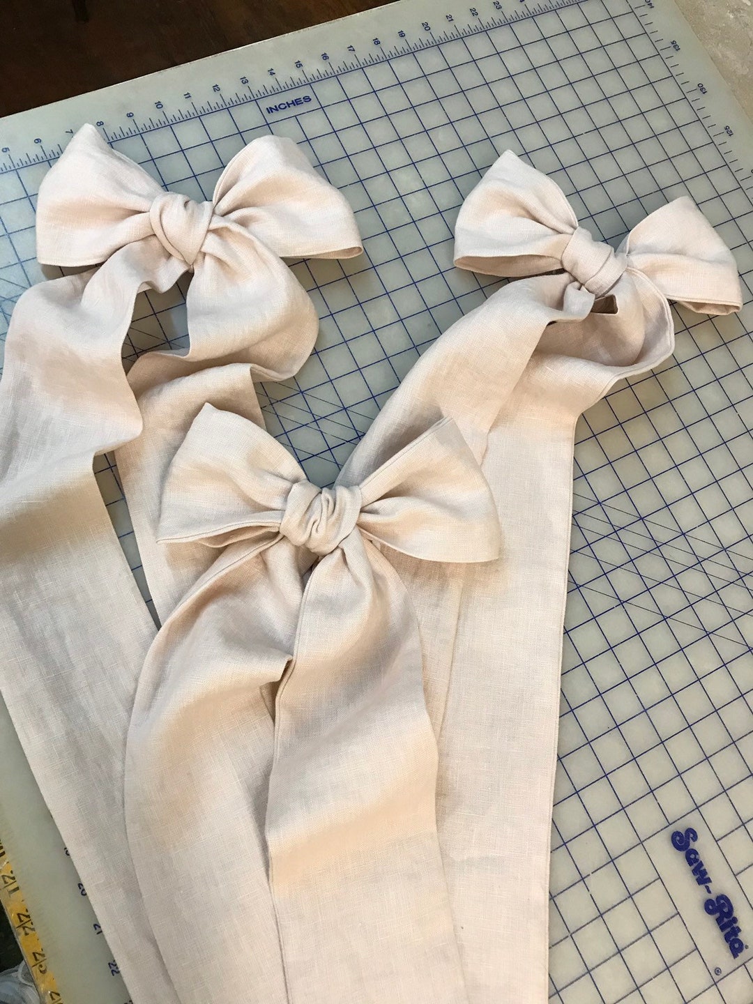 3 Heirloom Pink Crib Bows- Pre-tied Crib Bows- 21” Gathered Crib Skirt ...