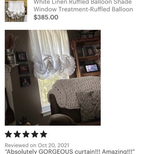 White Linen Ruffled Balloon Shade Window Treatment-ruffled Balloon ...