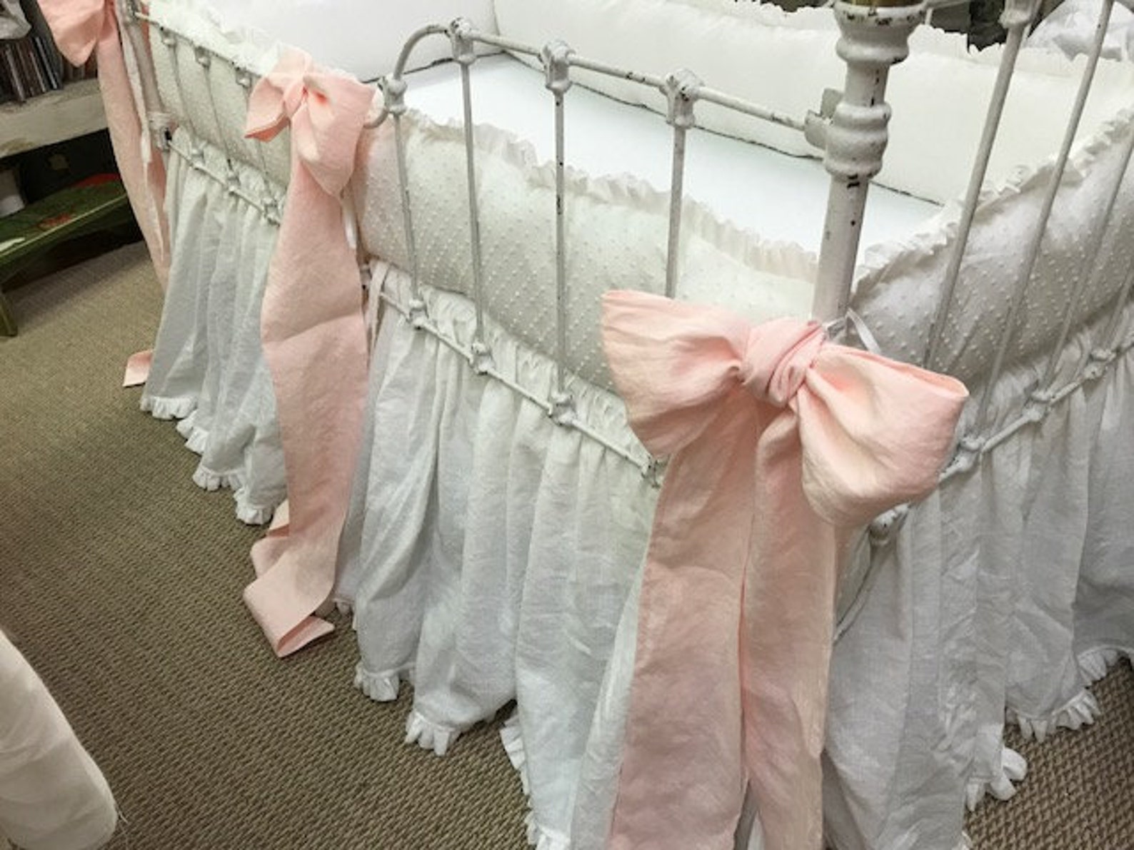 3 Crib Bow Separates and Ruffled Crib Pillow With Removable - Etsy