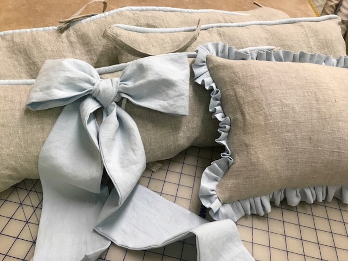 3 Crib Bow Separates and Ruffled Crib Pillow With Removable | Etsy