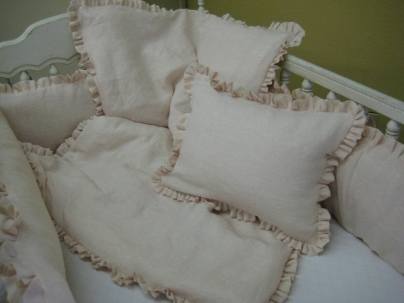Ruffled Crib Pillow in Linen-with or Without Pillow - Etsy