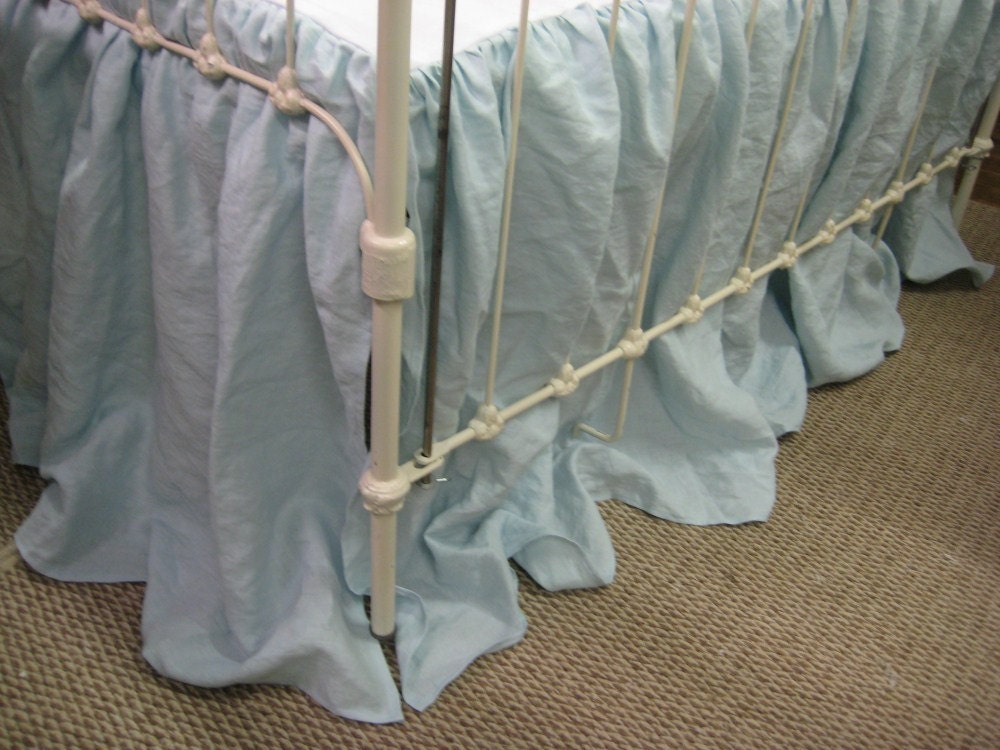 Light Blue Washed Linen Crib Skirt-crib Bedding in Light Blue - Etsy