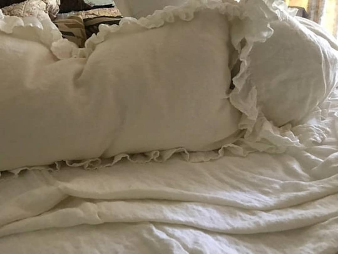 Body Pillow Sham-long Ruffled Body Pillow Sham-washed Linen---zip ...