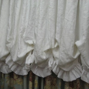 White Linen Ruffled Balloon Shade Window Treatment-ruffled Balloon ...
