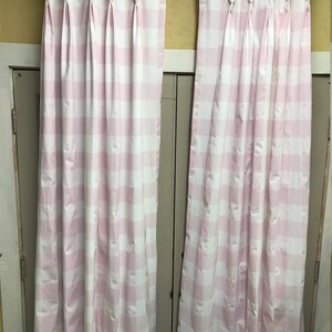 Handmade Pink Buffalo Check Curtains-standard Pinch Pleat Detail-lined ...