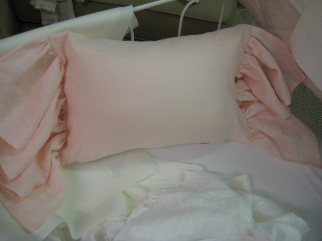 Crib Pillow Sham With Long Ruffled Ends-zip Closure-perfect for ...