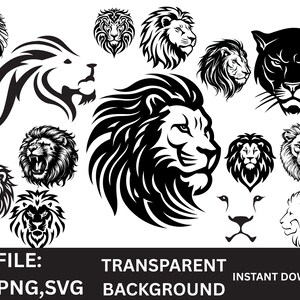 Lion Face SVG Bundle |wild Animal Cut Files |tribal Lion Head Clipart ...
