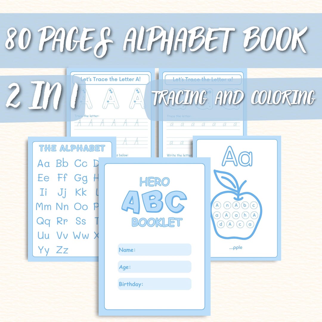 Super Alphabet Tracing & Coloring Book Bundle for Boys – 80 Pages | A–Z ...
