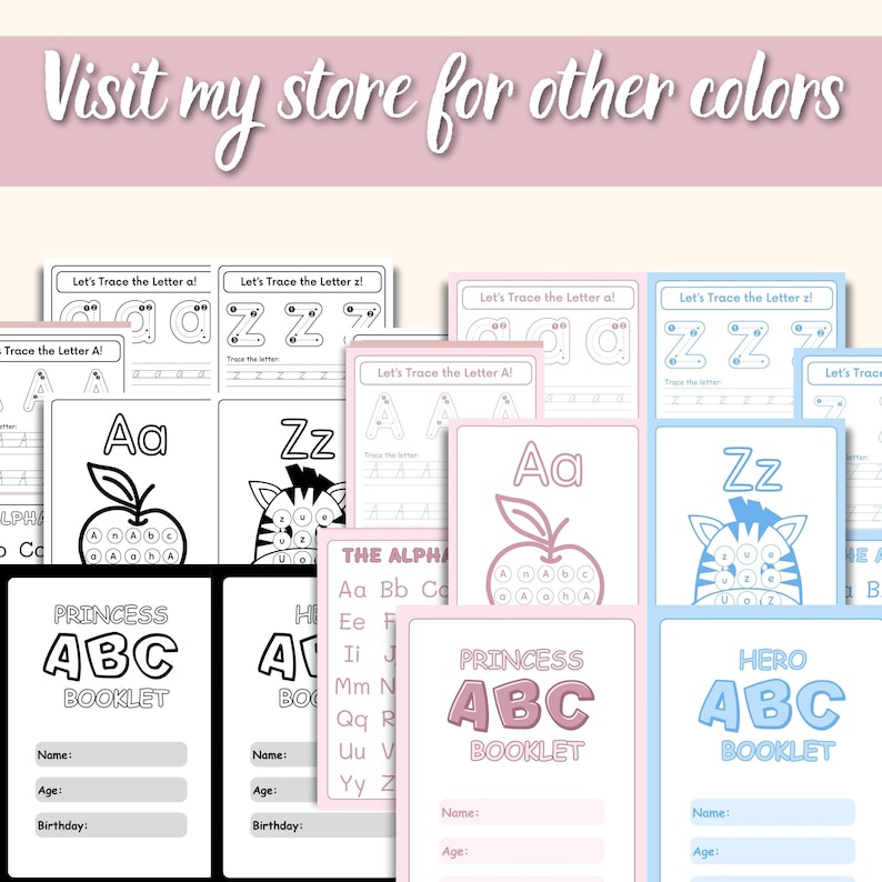 Alphabet Worksheets Printable Tracing Coloring Book Homeschool for ...