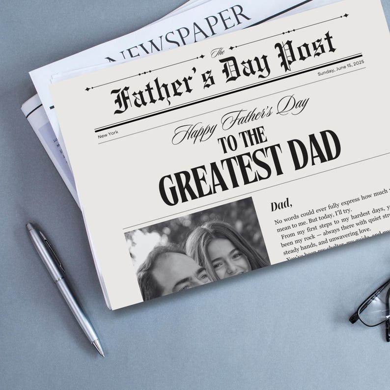 Editable Father's Day Newspaper Template, Dad Gift, Personalized Canva ...