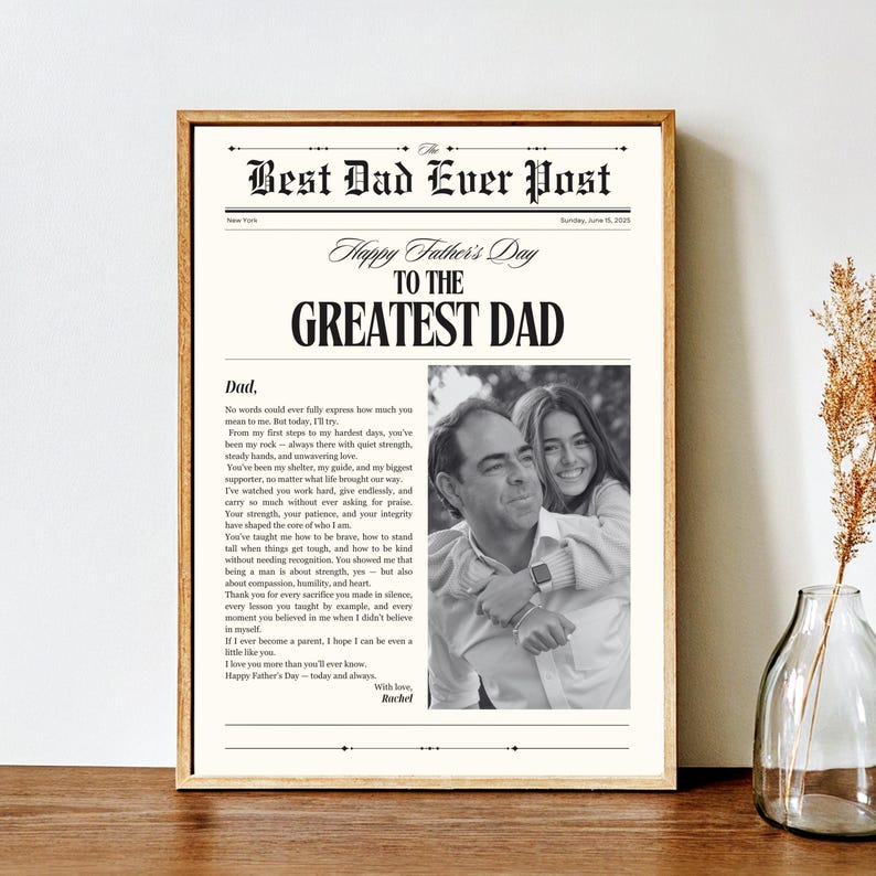 Editable Father’s Day Poster – Custom Newspaper Canva Template ...